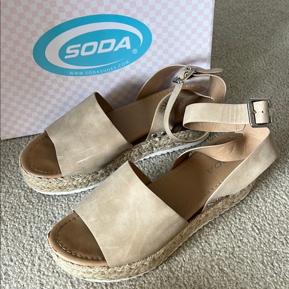 Soda | Shoes | Soda Tan Espadrille Platform Shoes With Ankle Strap ...